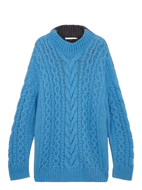 Stella McCartney Two-tone Cable Knit Oversized Jumper - Blue