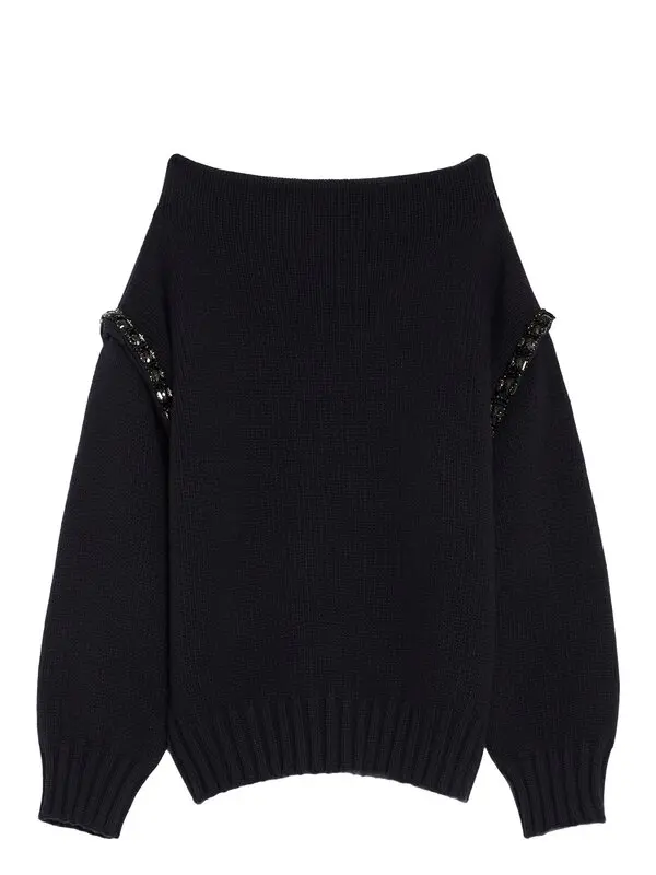 Max Mara Embellished High Neck Jumper - Ultramarine Blue