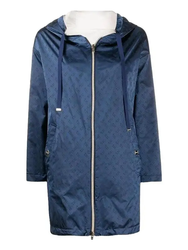 Herno Reversible Hooded Parka With Logo Print - Blue