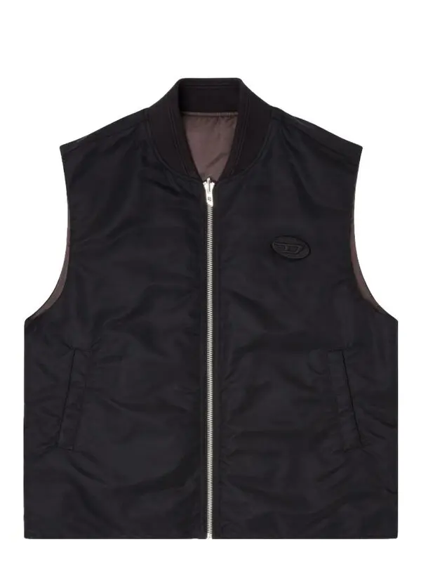 DIESEL® W-type-d1-sl Padded Reversible Satin Vest - Black