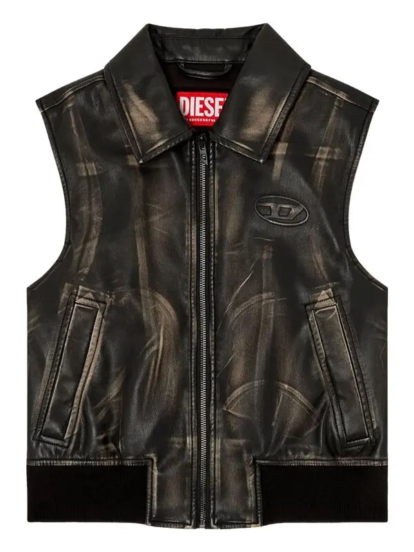 DIESEL® G-inko Distressed Effect Bomber Vest - Black