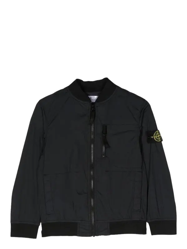 Stone Island Logo-patch Zip-up Bomber Jacket - Black