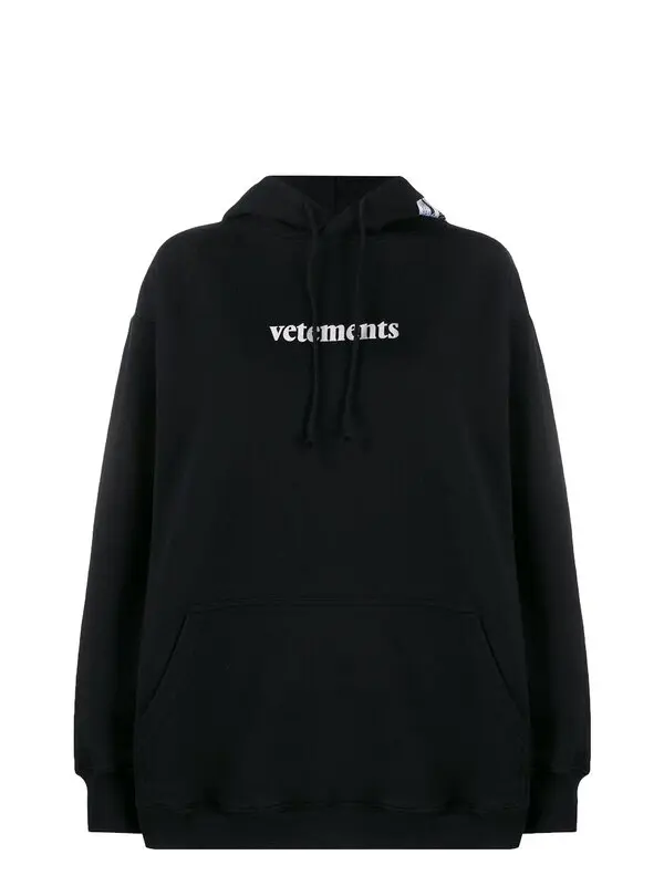 Vetements Logo Hooded Sweater - Black