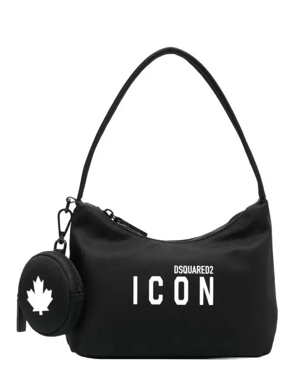 Dsquared2 Logo Printed Zipped Shoulder Bag - Black