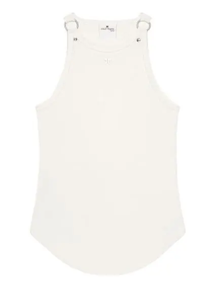 COURREGES Ribbed Tank Top With Buckle Detail - White