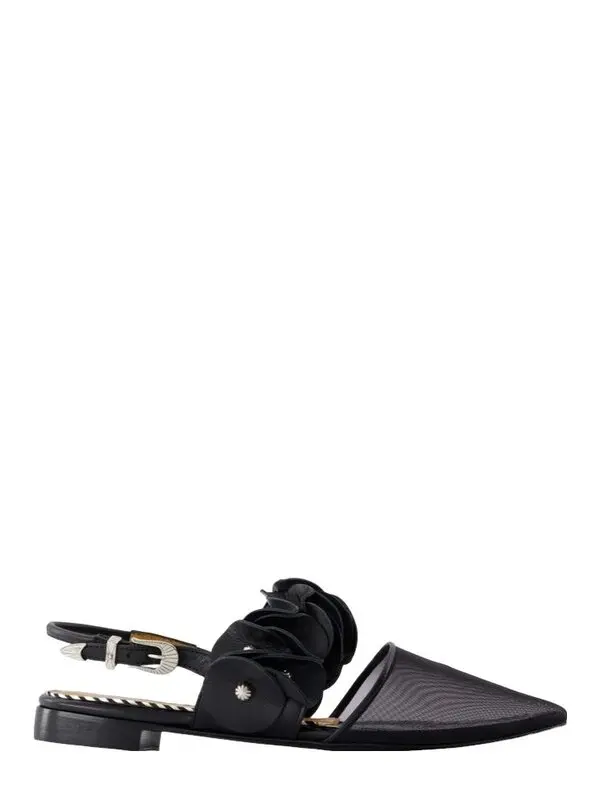 Toga Floral Embellished Pointed Toe Slingback Sandals - Black
