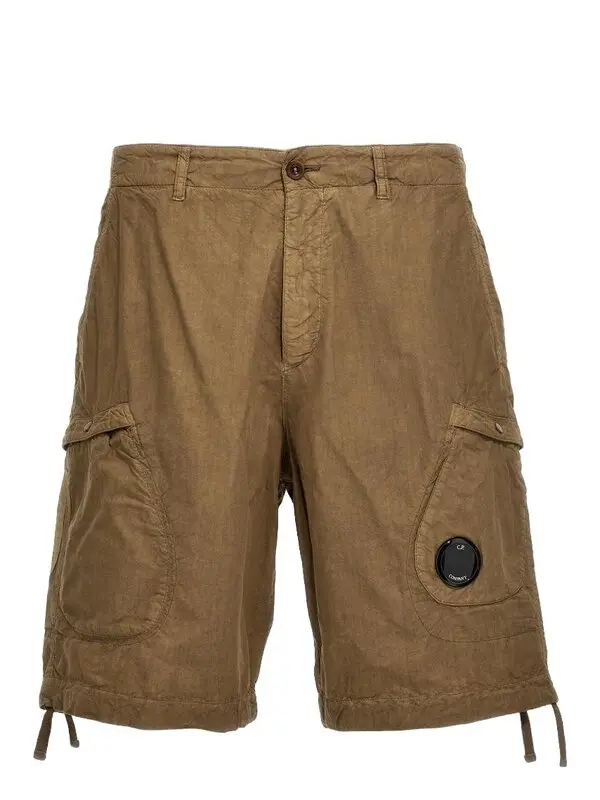 C.P. COMPANY Logo Patch Bermuda Shorts - Green