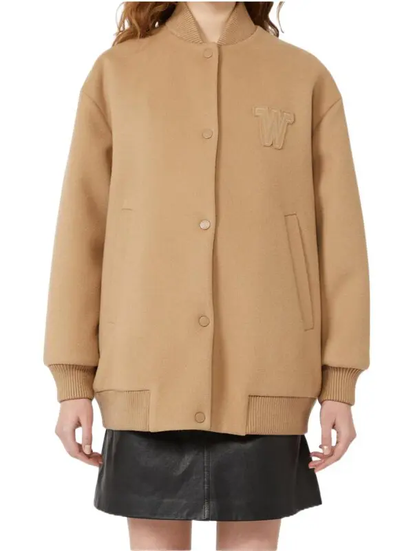 Max Mara Logo Patch Bomber Jacket - Nude