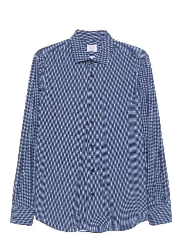 MAZZARELLI Lapel Long Sleeve Shirt - Blue