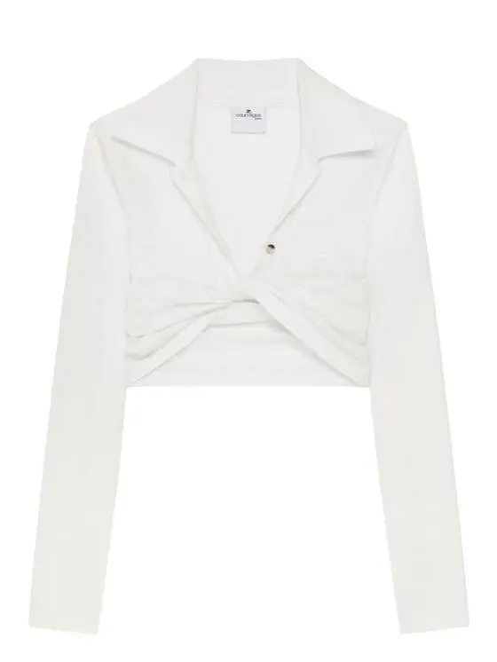COURREGES Courrges Twist Pique Cropped Polo - White