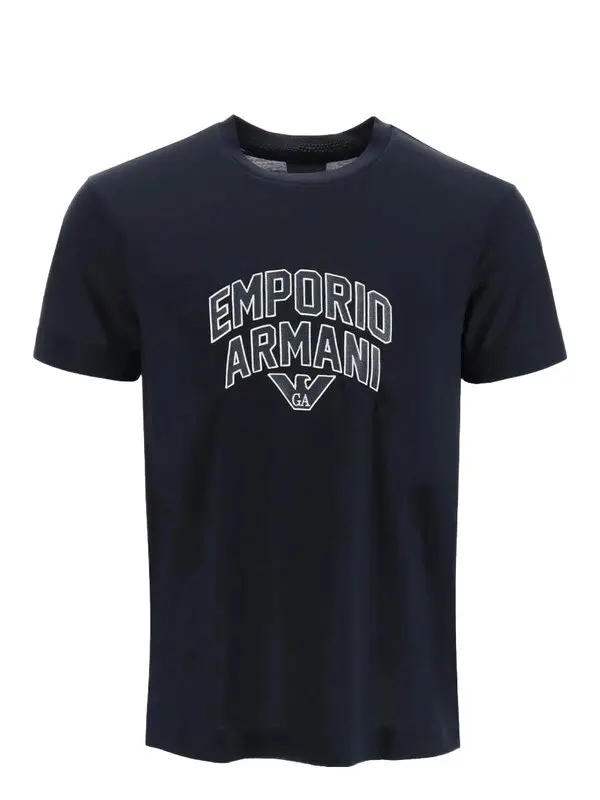 Emporio Armani Logo-print Lyocell-cotton T-shirt - Black