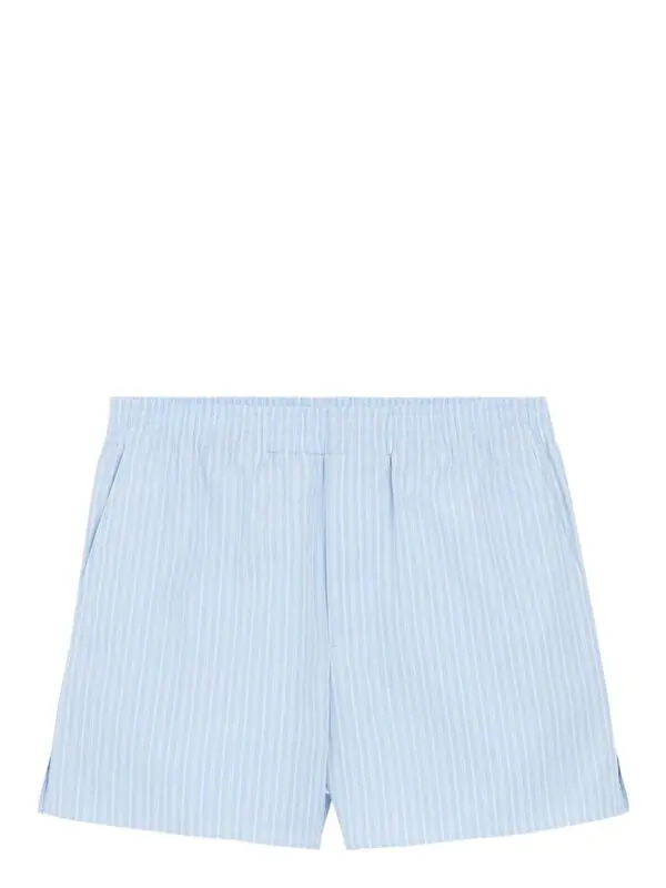 Ami Striped High Waisted Shorts - Cashmere Blue/white
