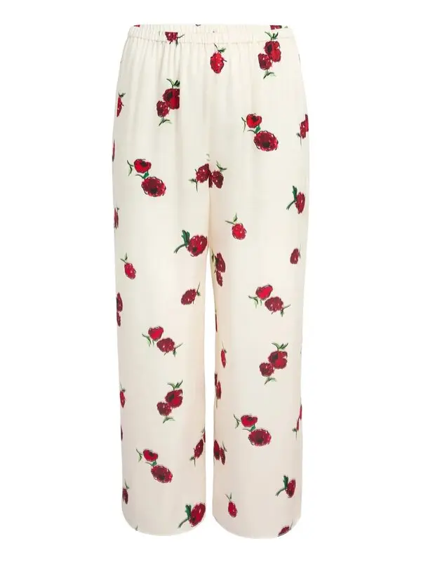 Khaite Mindy Pants With Raspberry Print - Cream Raspberry Print