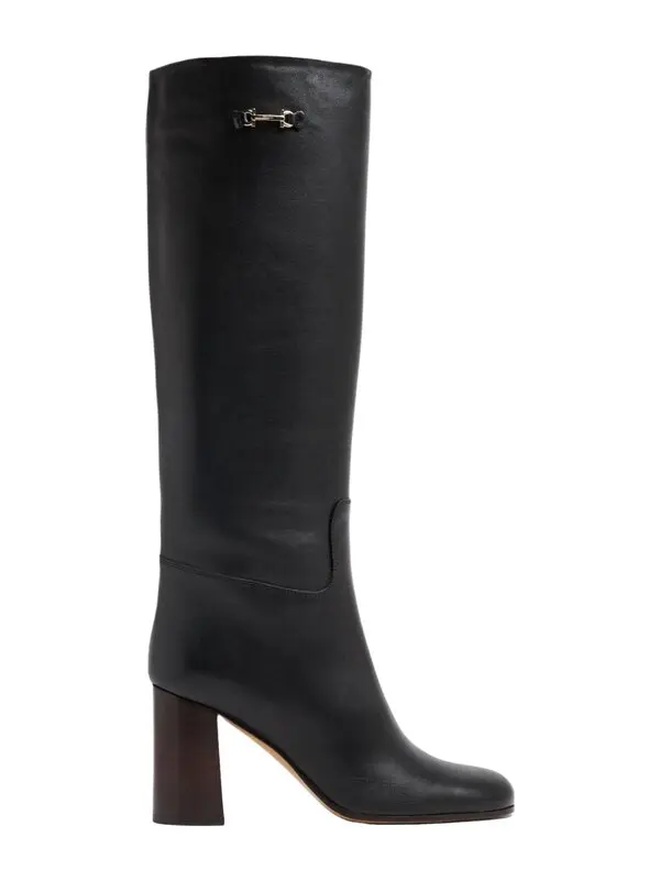 FERRAGAMO Gancini Buckled Knee-high Boots - Black