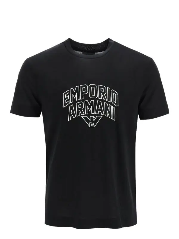 Emporio Armani Logo-print Lyocell-cotton T-shirt - Black