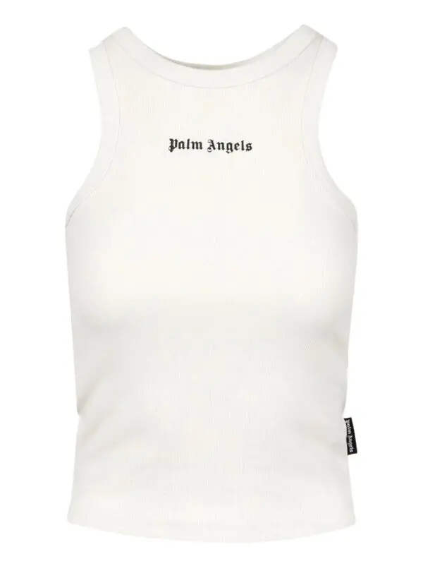 Palm Angels Classic Logo Fitted Tank Top - White