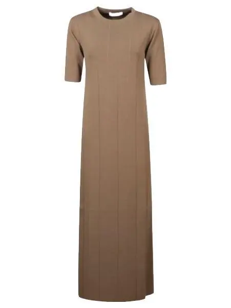 Max Mara Orafo Ribbed-knit Maxi Dress - Beige