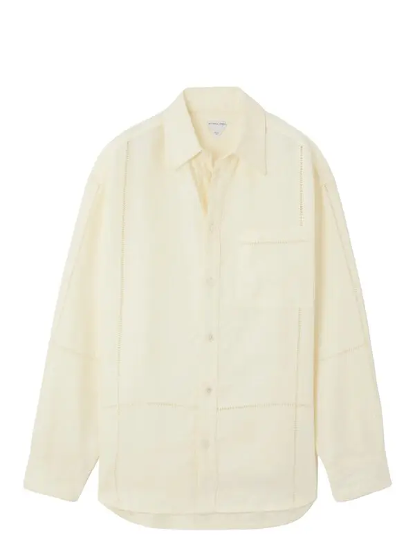 Bottega Veneta Loose Fit Buttoned Shirt With Lapel And Curved Hem - White