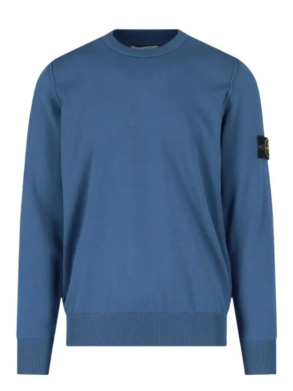 Stone Island Logo Patch Knitted Jumper - Air Force Blue