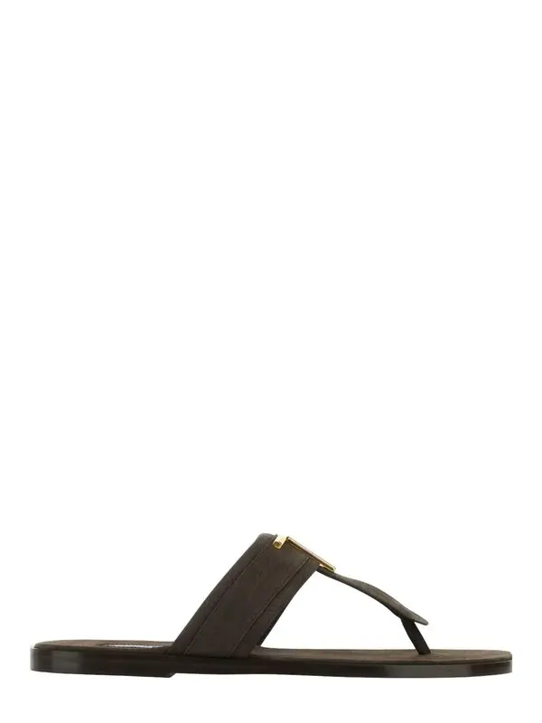 TOM FORD Logo Plaque Thong Slippers - Black