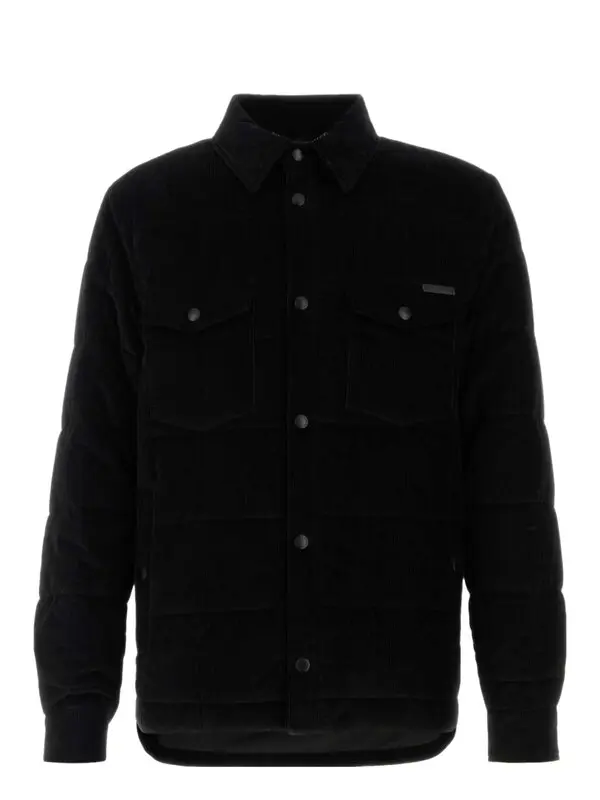 Dolce & Gabbana Logo Patch Padded Corduroy Jacket - Black