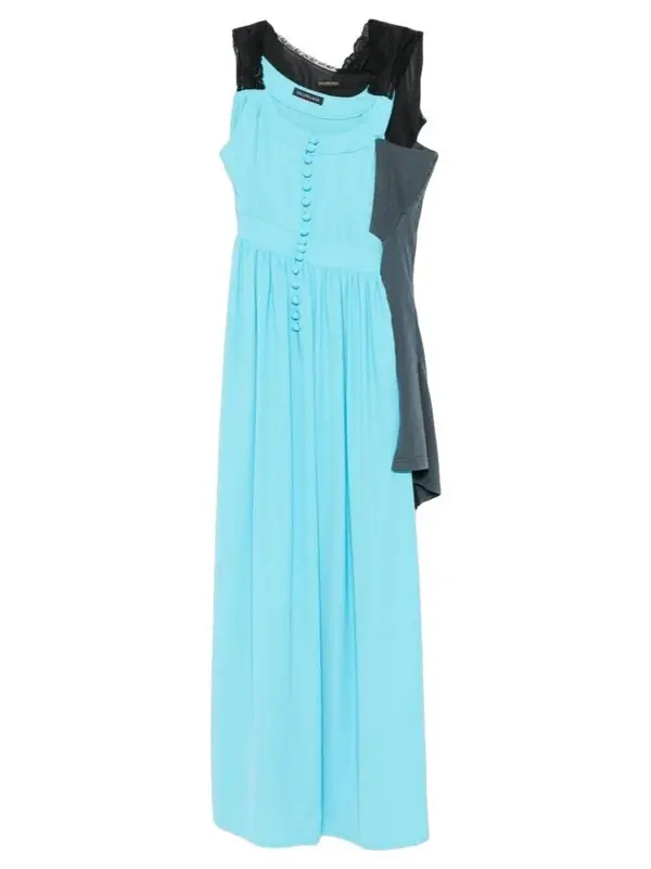 Balenciaga Asymmetrical Panelled Sleeveless Maxi Dress - Blue