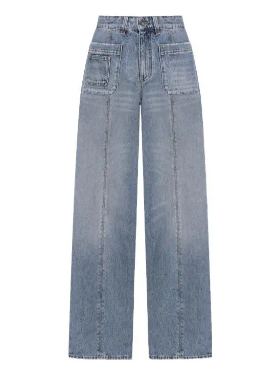 Blumarine Wide-leg Multi-pocket Jeans - Blue