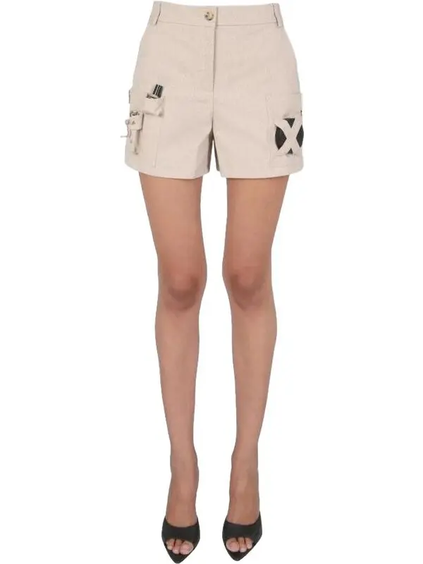 Moschino Beige Casual Shorts With Belted Waist - Nude