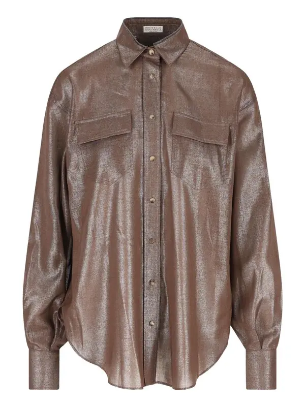 Brunello Cucinelli Metallic-effect Long-sleeve Shirt - No