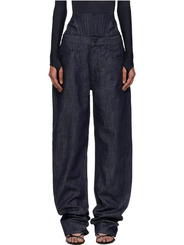 MUGLER Corset Waist Straight-leg Jeans - Black