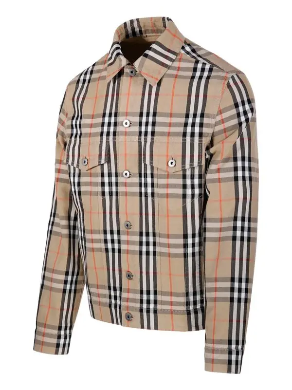 Burberry Checked Long Sleeved Jacket - Nude
