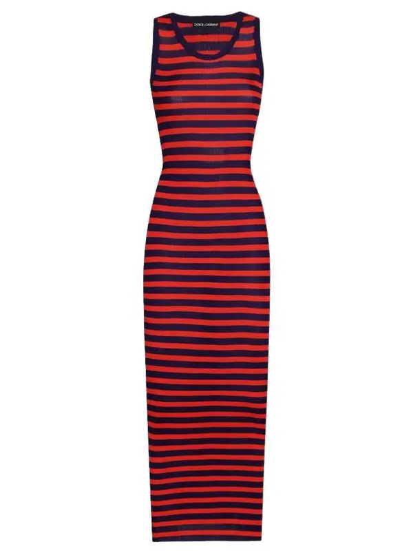 Dolce & Gabbana Striped Midi Dress - Red