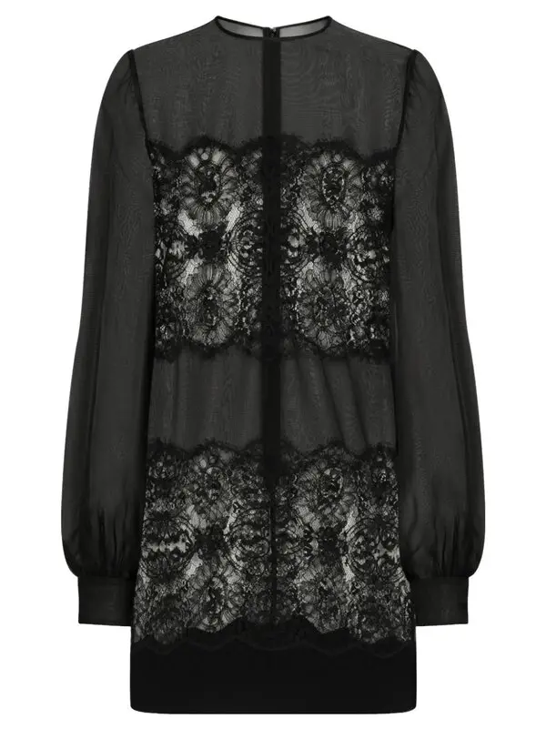 Dolce & Gabbana Lace Inlay Mini Dress - Black