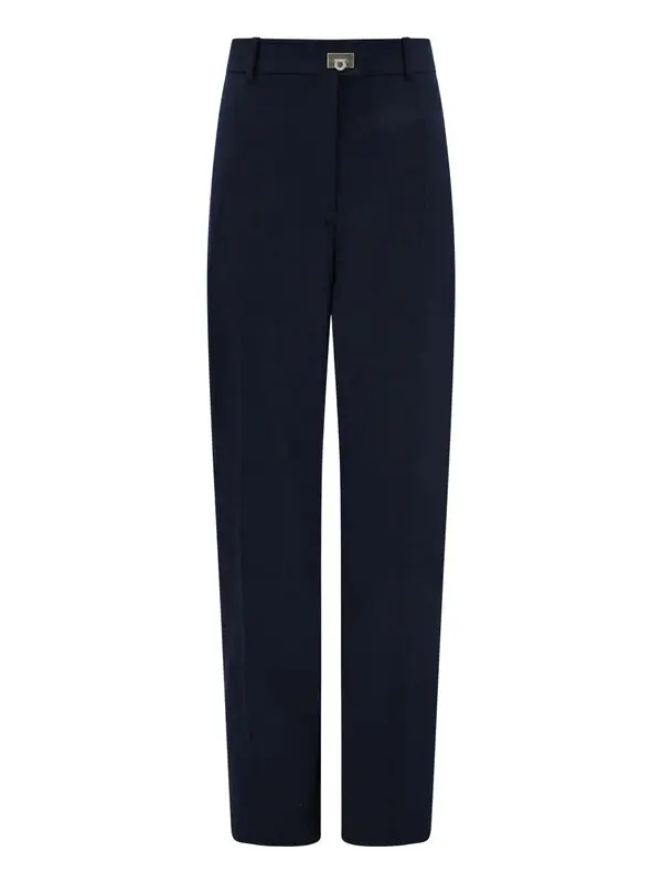 FERRAGAMO Cashmere Blend Tailored Trousers - Navy Blue
