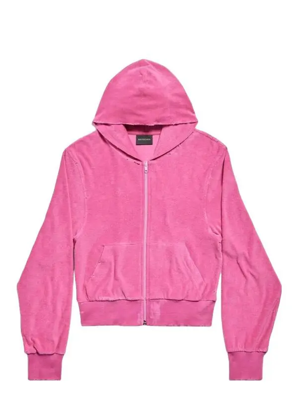 Balenciaga Logo Embellished Zip-up Jacket - Deep Pink