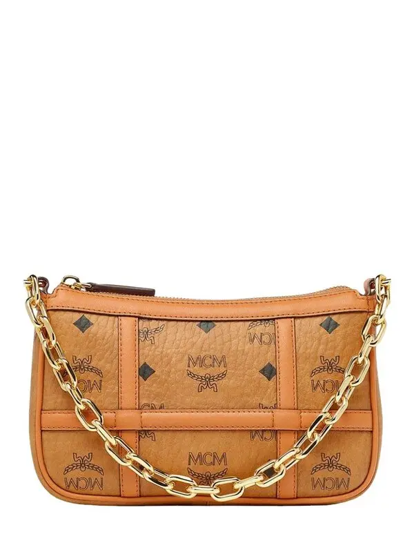 Mcm Delmy Logo Printed Shoulder Bag - Brown