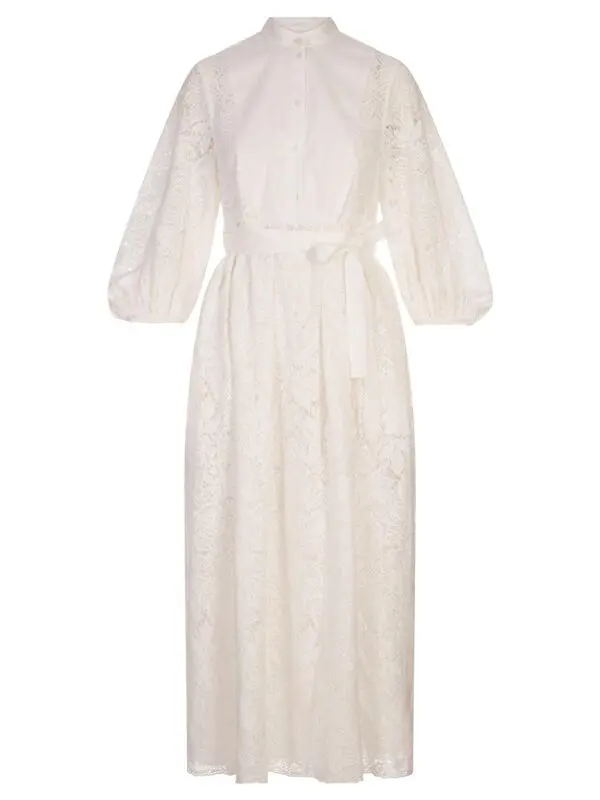 Erdem Long-sleeve Belted Midi Dress - Ivory