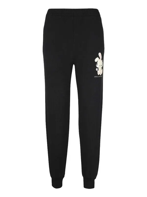 Stella McCartney Elasticated Waistband Tapered Track Pants With Logo Detail - Black