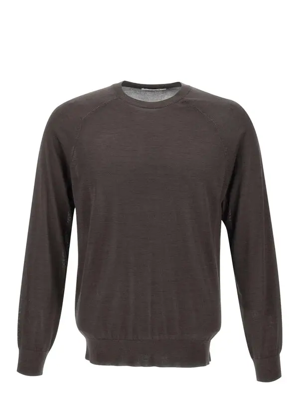 KANGRA Silk-blend Crew Neck Knitwear - Chocolate Brown