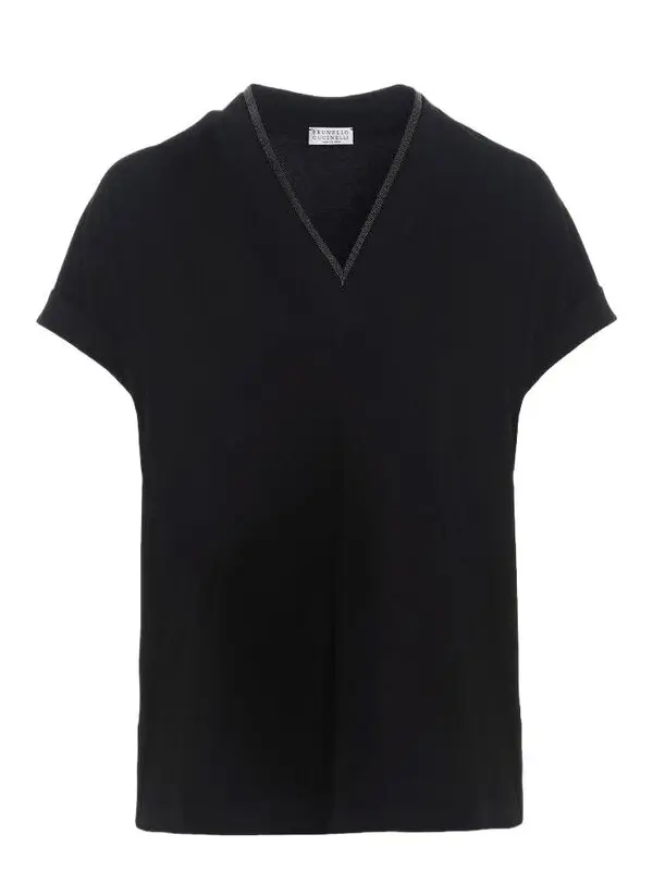 Brunello Cucinelli Embellished V-neck T-shirt - Black