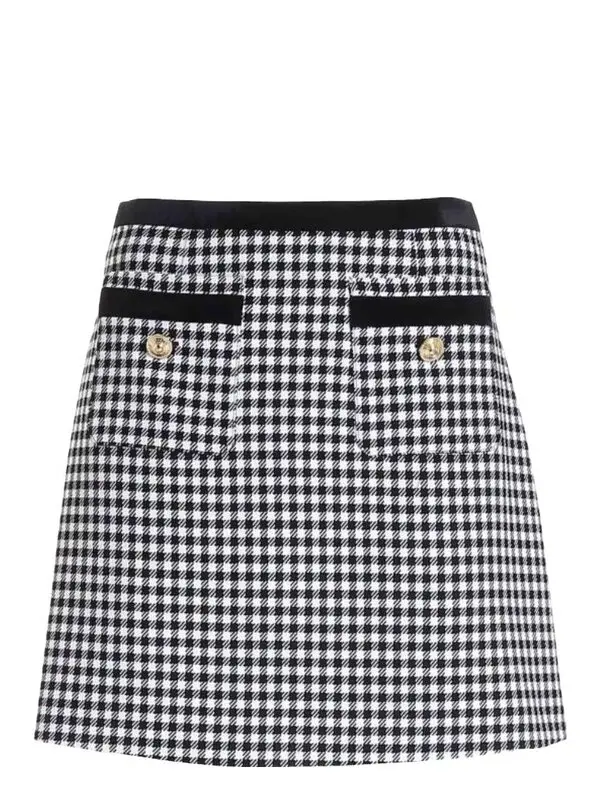 Versace Gingham Check Mini Skirt - Gray