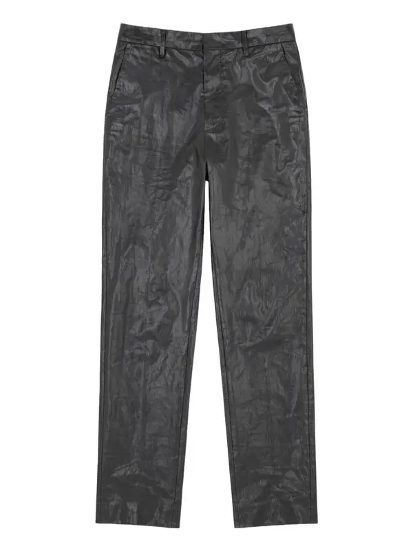 MAISON MARGIELA Crinkled Coated Linen Trousers - Black