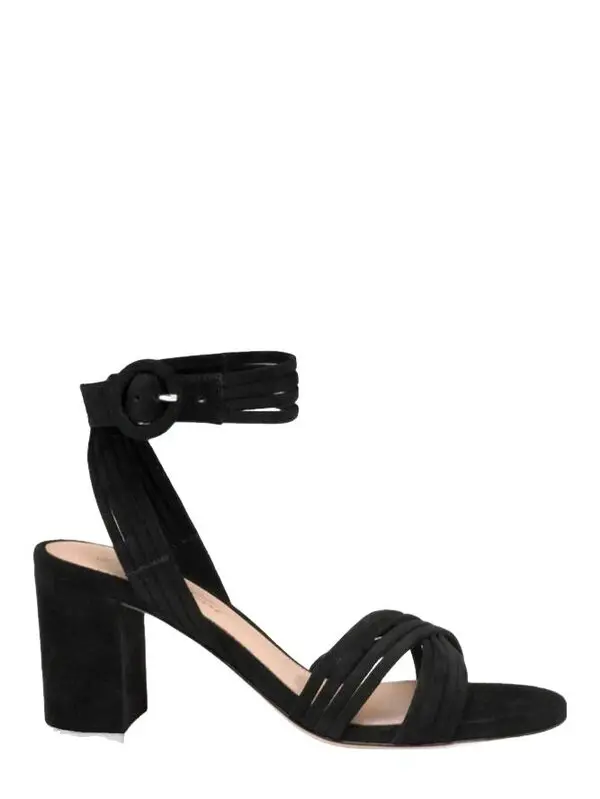 GIANVITO ROSSI Round-toe High-heeled Sandals With Adjustable Ankle Strap - Black