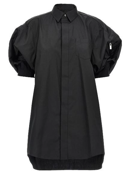 Sacai Balloon-sleeve Mini Dress - Black