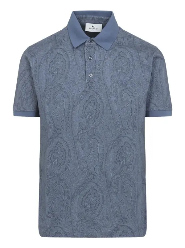 Etro Paisley Piqué Polo Shirt - Gray