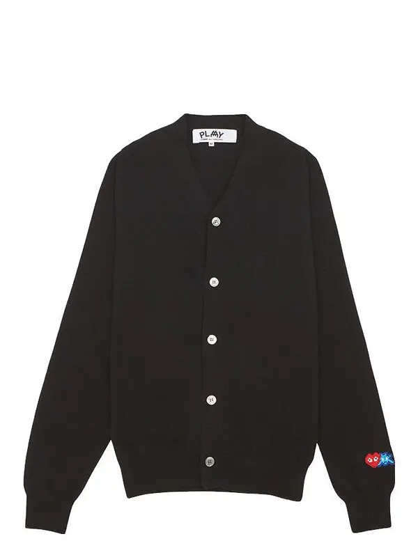 Play Comme Des Garcon X Invader Pixelated-heart Cardigan - Black