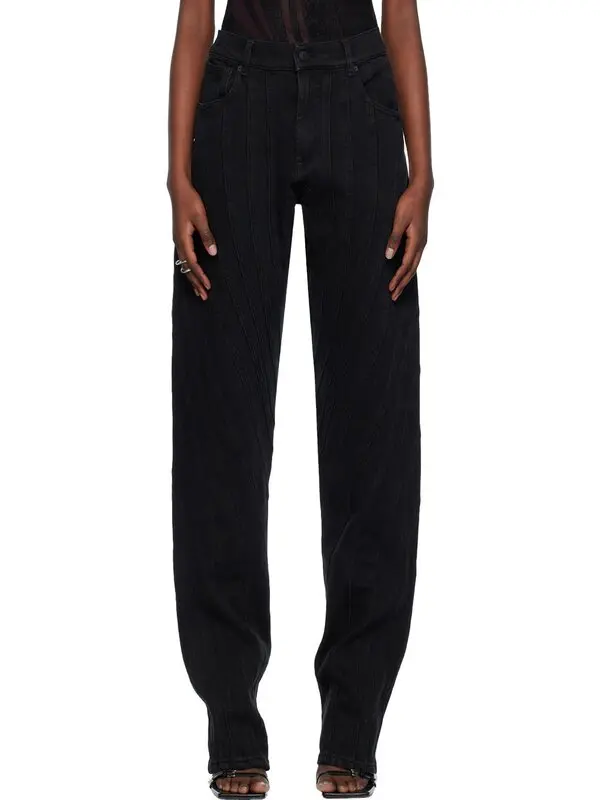 MUGLER Five-pocket Straight Leg Jeans - Black