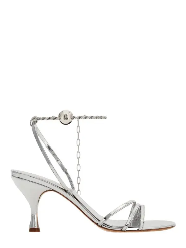 FERRAGAMO Silver Ankle Chain Sandals - White