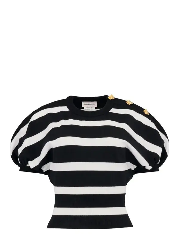 Alexander McQueen Striped Wool Sweater - Black