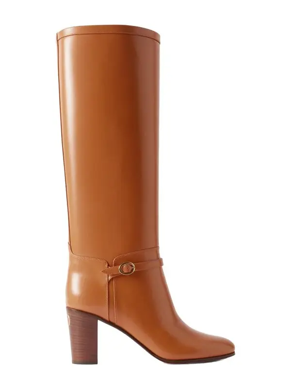 Valentino Garavani Knee-high Boots With Adjustable Buckle Detail - Tan